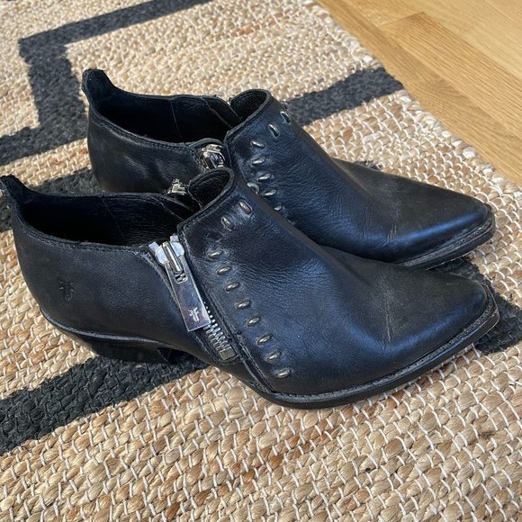 Frye | Shoes | Frye Sacha Rebel Shootie Ankle Black Leather Boot | Poshmark